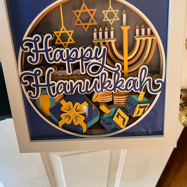 3D HAPPY HANUKKAH Svg - 3D Hanukkah Svg - Hanukkah Shadow Box Svg - for ...