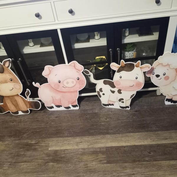 Farm Animal Cutouts Cute Watercolor Farm Cutouts Centerpieces Farm ...