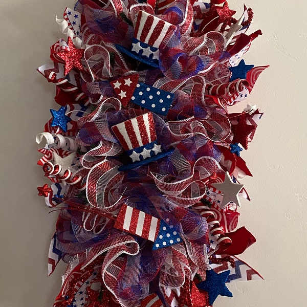 Fourth of July Swag, 4th of July Swag, Patriotic Swag, Patriotic Wreath ...