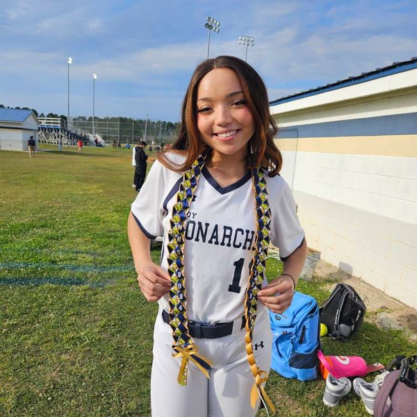 Personalized Softball Graduation Lei, Custom Ribbon Lei, Senior Night ...