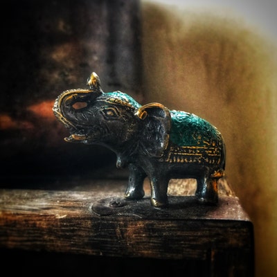 Mini Lucky Elephant Statue Vintage Brass Elephant Feng Shui - Etsy