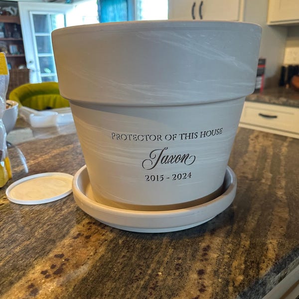 Engraved Memorial Flower Pot: Custom Carved Granite White Terracotta - Etsy