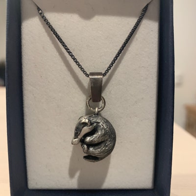 Badger Necklace, Baby Badger Jewelry, Solid Silver Animal Charm ...