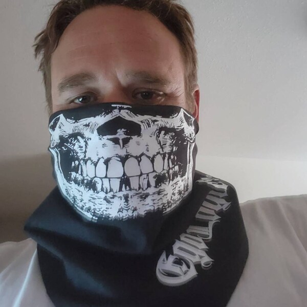 Hell Raiser Red and Black Skull Paisley Face Mask Bandana Cholo - Etsy