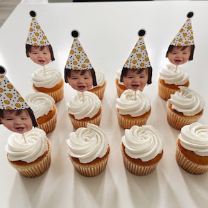 One Cool Dude Birthday Happy Dude Face Cupcake Toppers First - Etsy