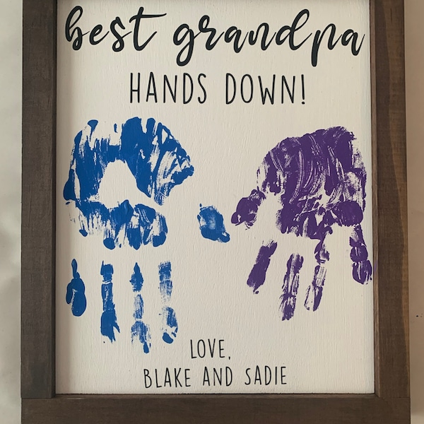 GRANDPA - Father's Day Gift, Father's Day Wooden Sign, DIY Handprint ...