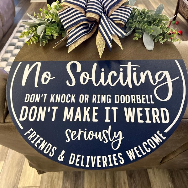 Front Door Decor | No Soliciting Sign | Year Round Wreath | Funny Front ...