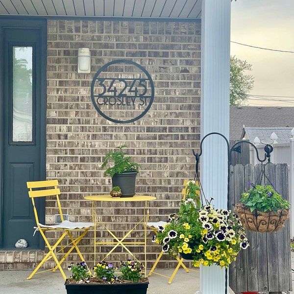 Mid Century Metal House Number Sign | Round House Numbers With Street ...