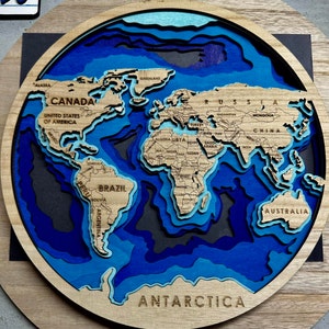 6 Layer 3D Map of the World Multi layer Panellaser Cut - Etsy