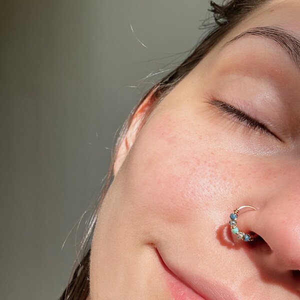 Picasso Bead Boho Nose Rings| Nose Hoop| Cartilage Hoop| Beaded Nose ...