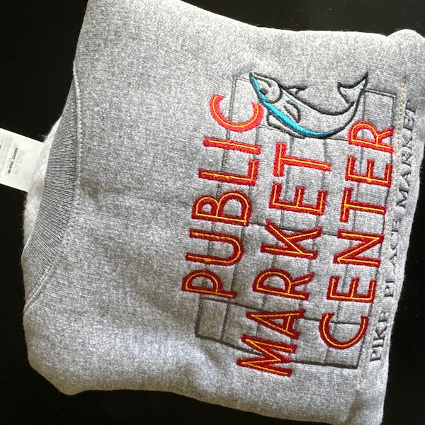 Embroidered Pike Place Market Crewneck Sweatshirt - Seattle Souvenir - Etsy