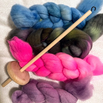 Drop Spindle Complete Deluxe Kit, Drop Spindle, Undyed Top Roving, Art ...