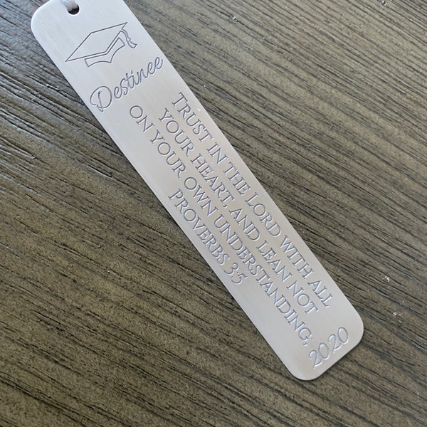 Graduation Bookmark, Engraved Aluminum Bookmark, Inspirational Quote ...