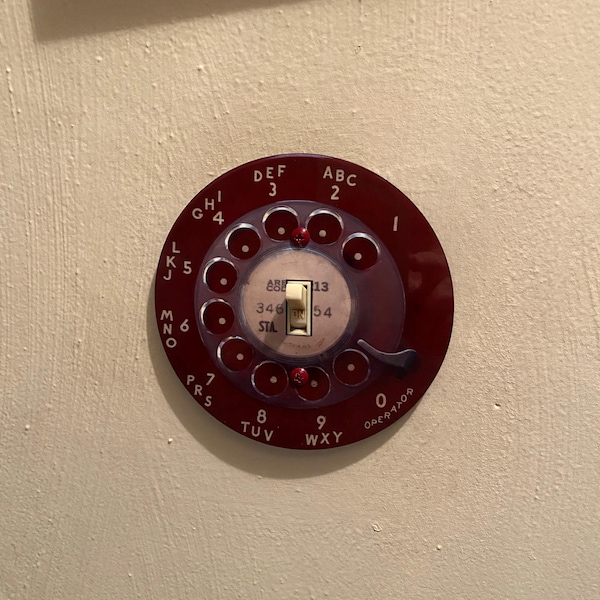 Vintage Dark Red Telephone Dial Precision Laser Cut Toggle and Decora ...