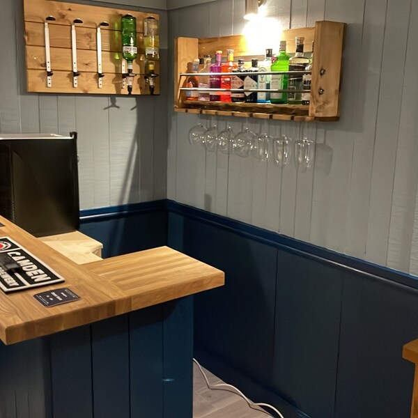 Home Optics Wall Bar Rustic Reclaimed Wood for Spirits Display and ...