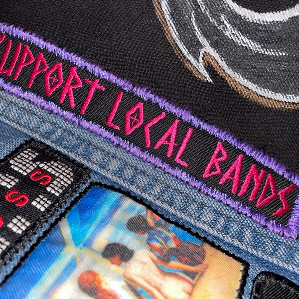 Support Local Bands Embroidered Patch Pink and Purple Metal Punk Rock ...