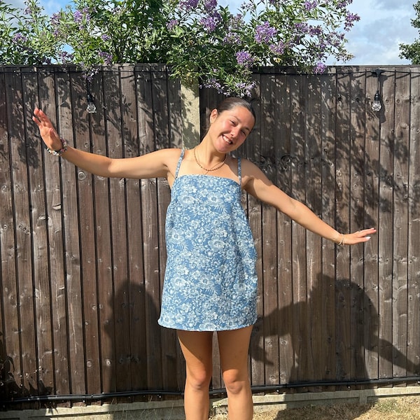 A Line Mini Dress Pattern: Adjustable Straps, Lining Options (PDF ...
