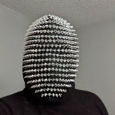 Silver Full Face Spike Mask, Handmade Full Coverage Haute Couture Mask ...