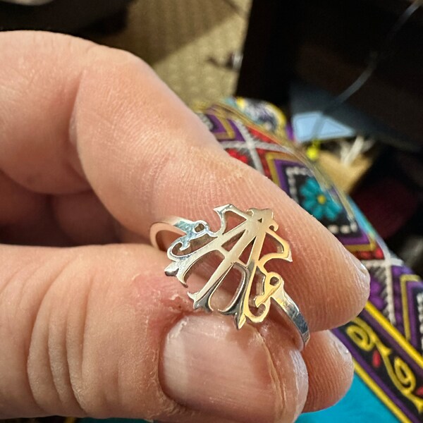 Personalized Monogram Ring - Double Initials Ring - Custom Monogram Ring - Initials Ring - Two ...