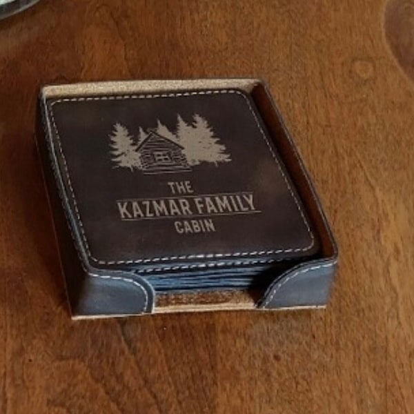 Cabin Decor Personalized Coaster Set - Engraved Cabin Coasters, Custom ...