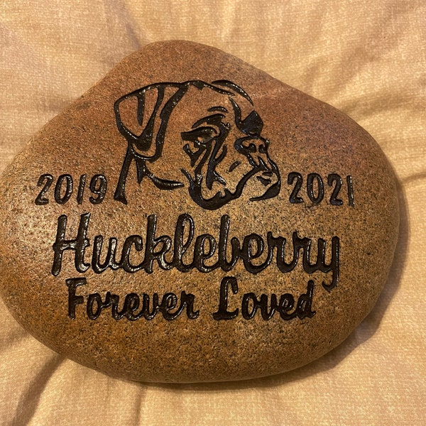 Pet Memorial Stone, 9”/10” or 7”/8" Personalized Engraved, River Stone ...