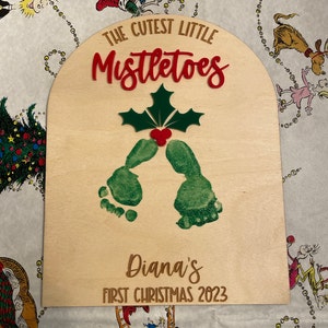 Mistletoes Baby Footprint Sign Baby's First Christmas Keepsake Baby ...