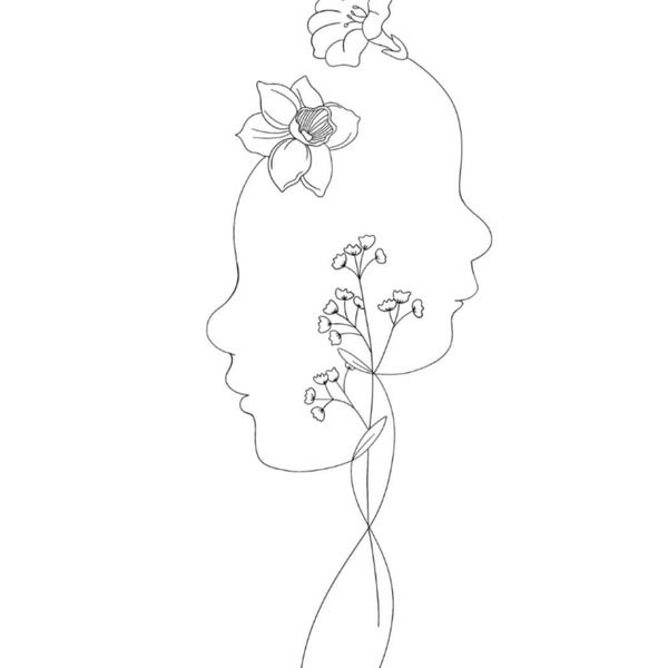 Birth Month Flower Child Side Profile | Minimal Tattoo Design ...