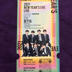 BTS NYEL 2021 TICKET New Year's Eve Live Commemorative Ticket - Etsy