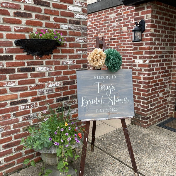 Bridal Shower Welcome Sign - - Rustic Wood Wedding Sign - Rustic ...