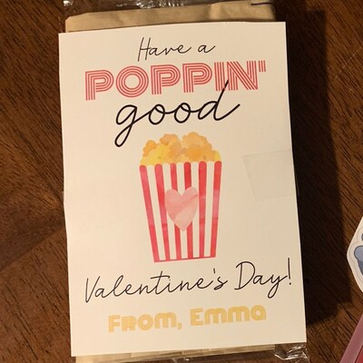 EDITABLE Popcorn Valentine Card / Valentine Printable for Kids ...