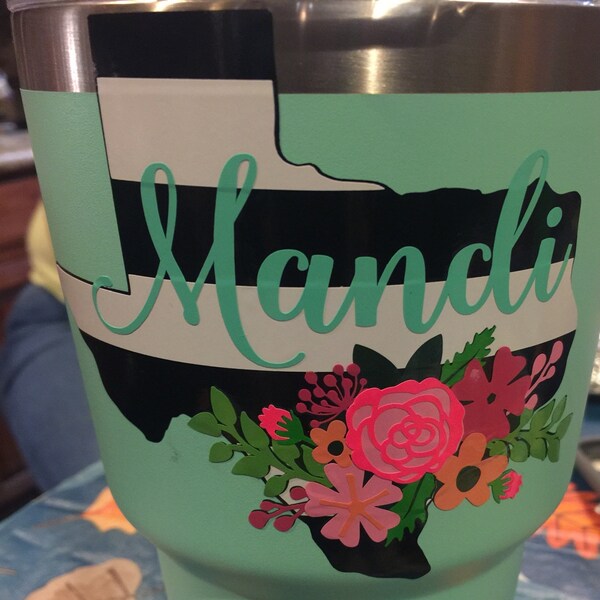 THE ORIGINAL Personalized Floral State Decal | Floral Decal | Floral ...