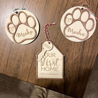 Personalized Paw Print Ornament, Dog Ornament, Cat Ornament, Pet ...