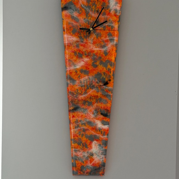 Long Narrow Modern English Oak Wooden Wall Clock, Wood Clock UK ...