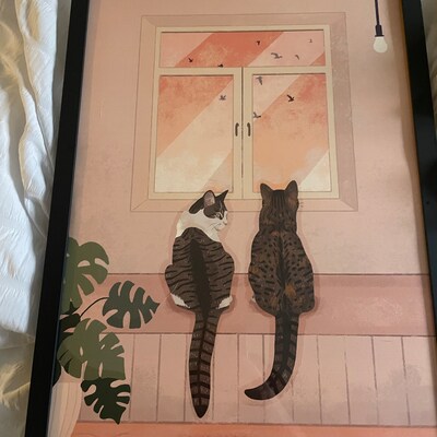 Gemini Cat Print, Zodiac Star Sign A4, A3, A2, 5x7, Cat Astrology ...