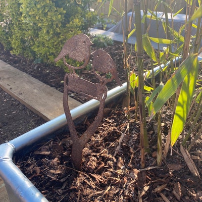 Robin on Spade Garden Decoration / Bird Garden Gift / Rusty Metal Robin ...