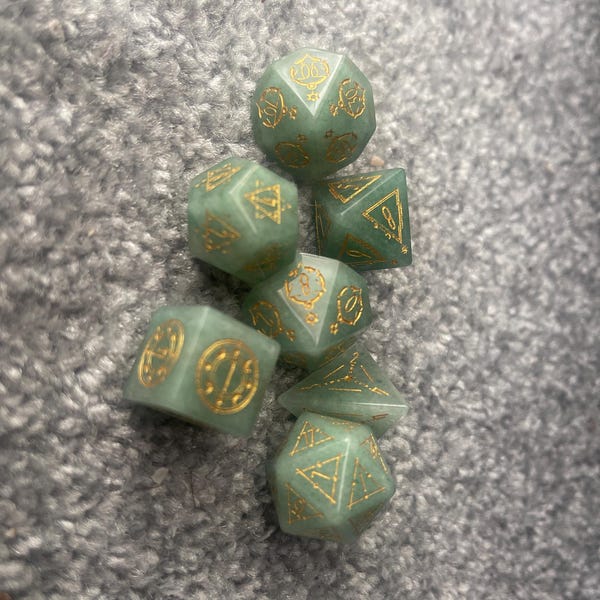Green Jade DND Dice Set, Aventurine Sharp Edge D&D Dice Set, Dungeons ...