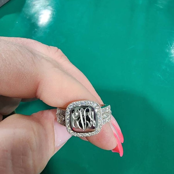 Personalized Sterling Silver Monogram Stackable Ring Custom Initials Stack Ring Dainty ...