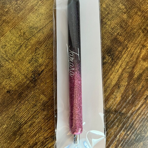 Personalized Epoxy Glitter Black Ink Pen: Refillable - Etsy