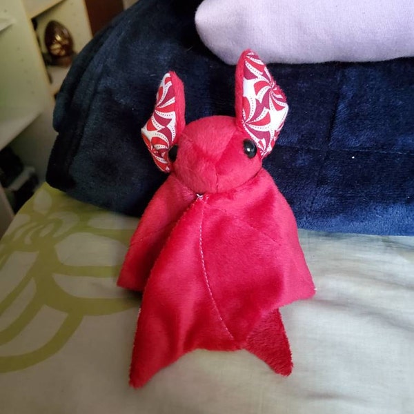 Peppermint Red Bat Plush, Stuffed Animal, Softie - Etsy