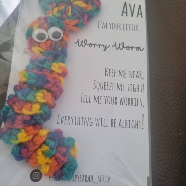 Worry Worm Personalised Crochet Keyring Starting School Letter Box Gift ...
