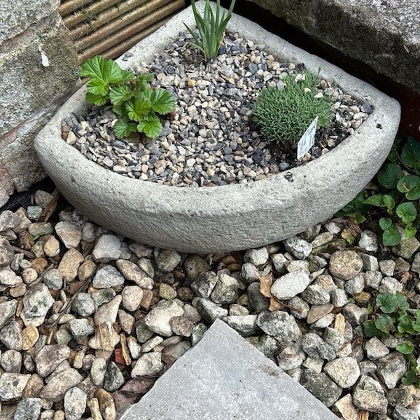 Reconstituted Stone Corner Alpine Trough Planter - Etsy UK