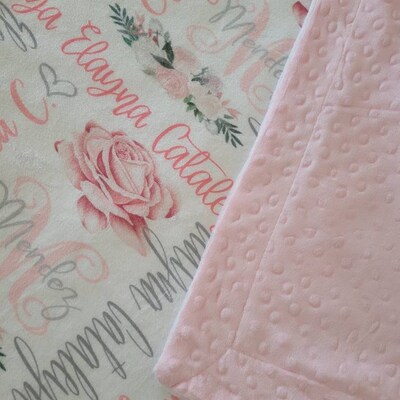 INSTANT DOWNLOAD Customizable Baby Girl Blanket pink Rose Theme for ...