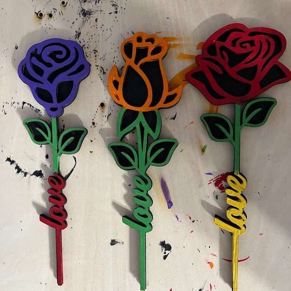Two Layered Flowers Laser Cut Svg Files, Mom Rose Laser Cut Gift ...
