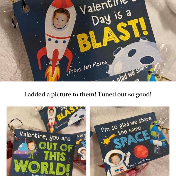 Outer Space Valentine Day Card for Kids, Space Valentine Card, Boys ...