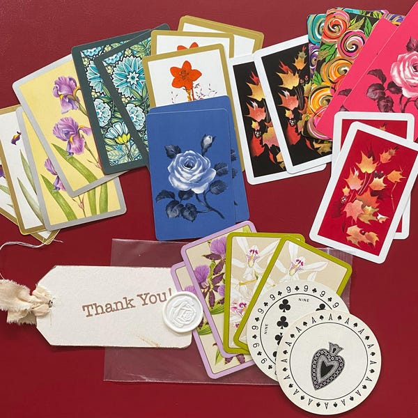 Vintage Flowers and Leaves Playing Cards, Trading Cards, Paper Crafts ...