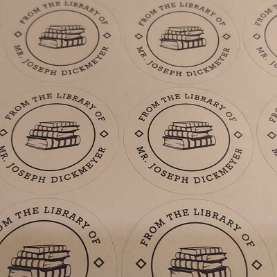 Personalized Bookplate Stickers With Books, Set of 8 Custom for the ...