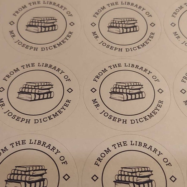 Custom Book Labels, From the Library of Stickers, Stack of Book ...