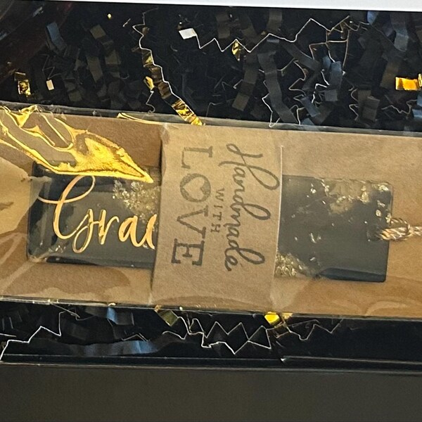 Gold Foil Resin Book Marks Custom Name Bookmarks Geode Gemstone Marbled ...