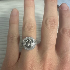 Sterling Silver Monogram Ring, Stackable Monogram Ring, 925 Monogram Ring, Initial Ring ...