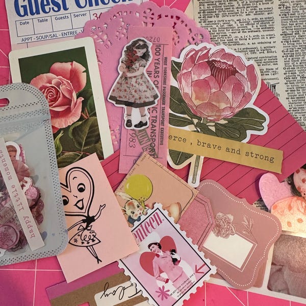 Mixed Grab Bag Ephemera Pack COLORFUL 40 Pieces, Unique Journal ...